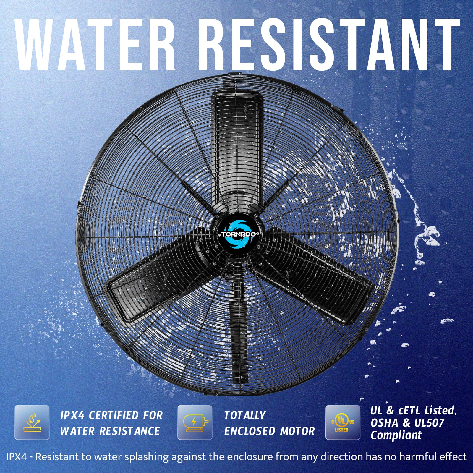 Tornado 30" Outdoor IPX4 Metal Oscillating Pedestal Fan