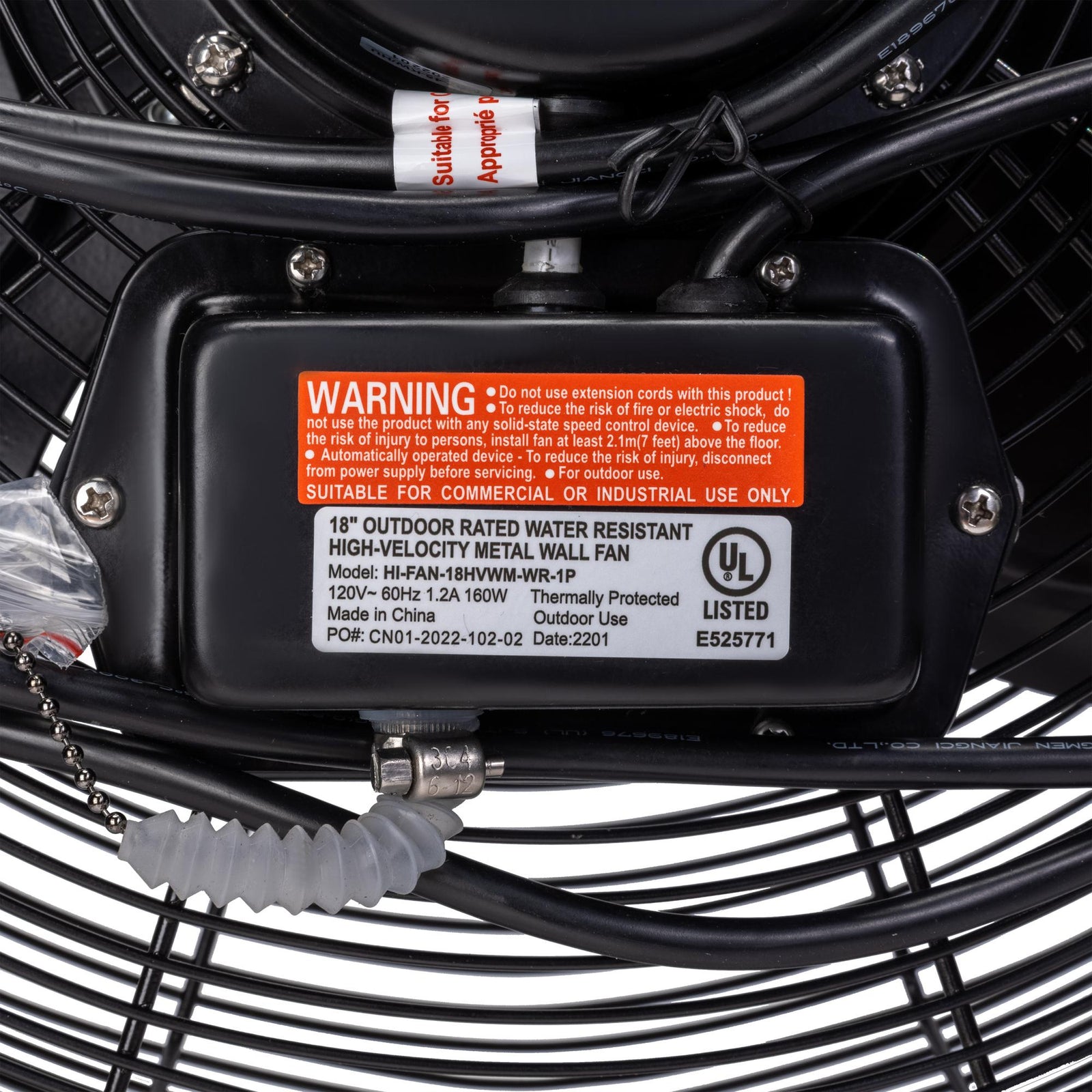 Tornado 18" Outdoor Rated IPX4 Water Resistant Metal Wall Fan