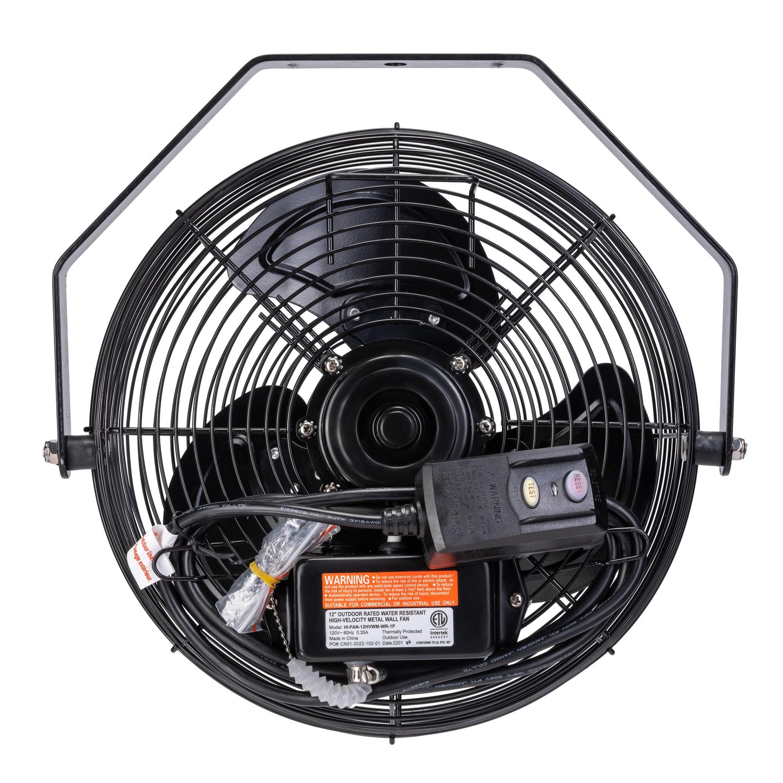 Tornado 12" Outdoor IPX4 High Velocity Metal Wall Fan